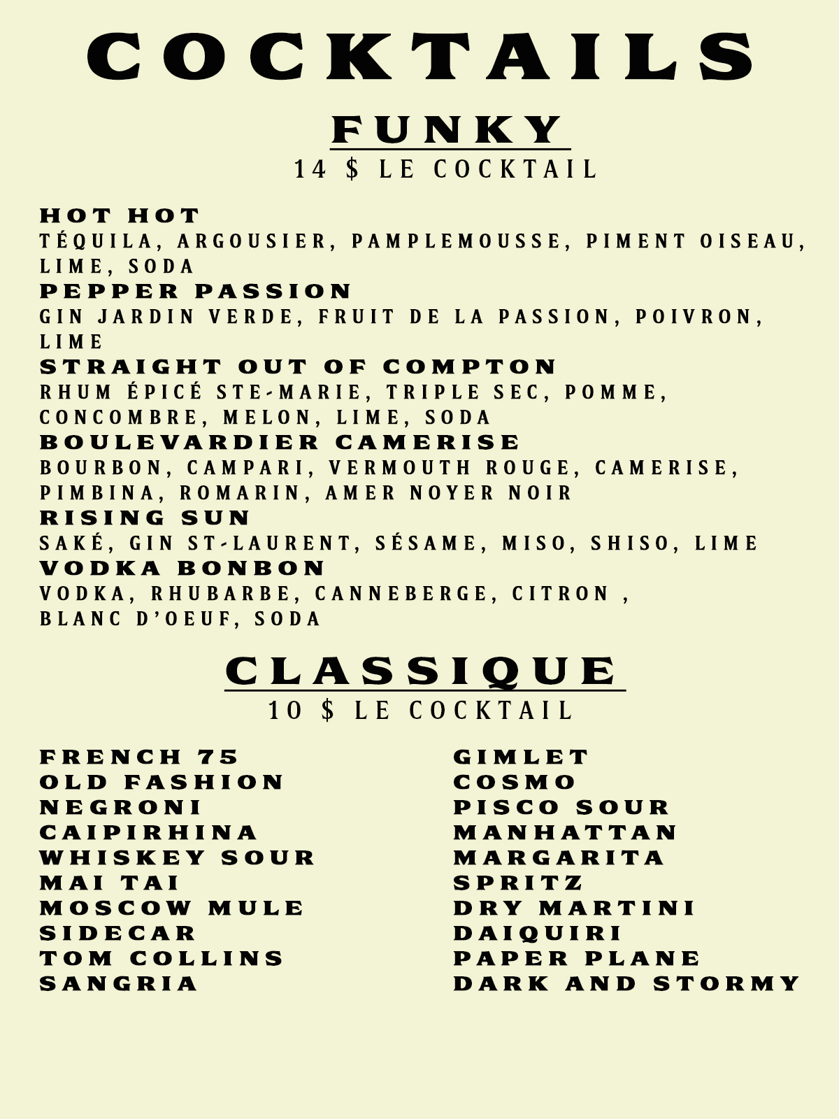 Menu – O Chevreuil